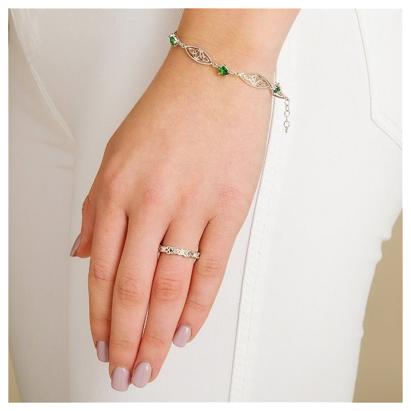 Trinity Green Heart Bracelet - Sterling Silver – Mellow Monkey