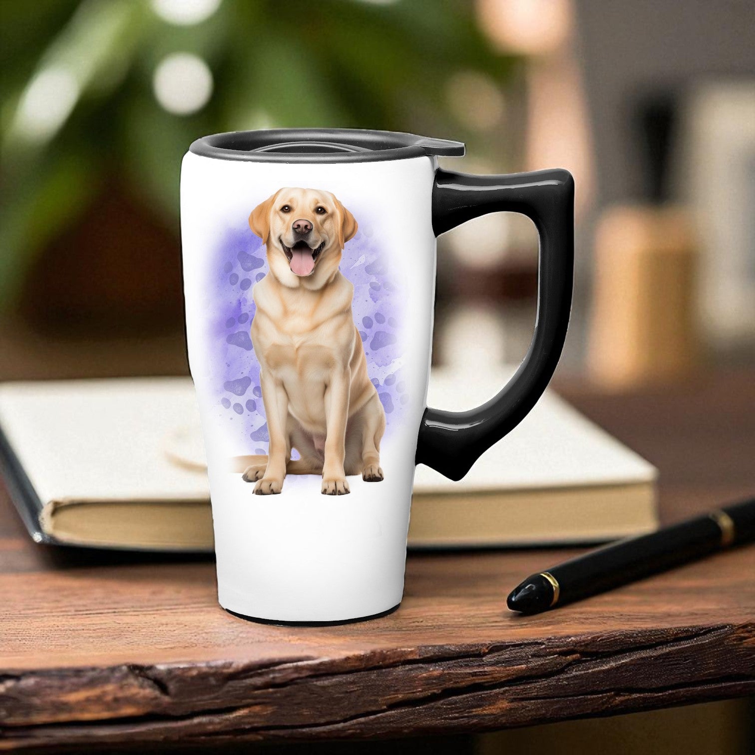 Yellow Lab - Ceramic and Stainless Steel Travel Mug – Mellow Monkey
