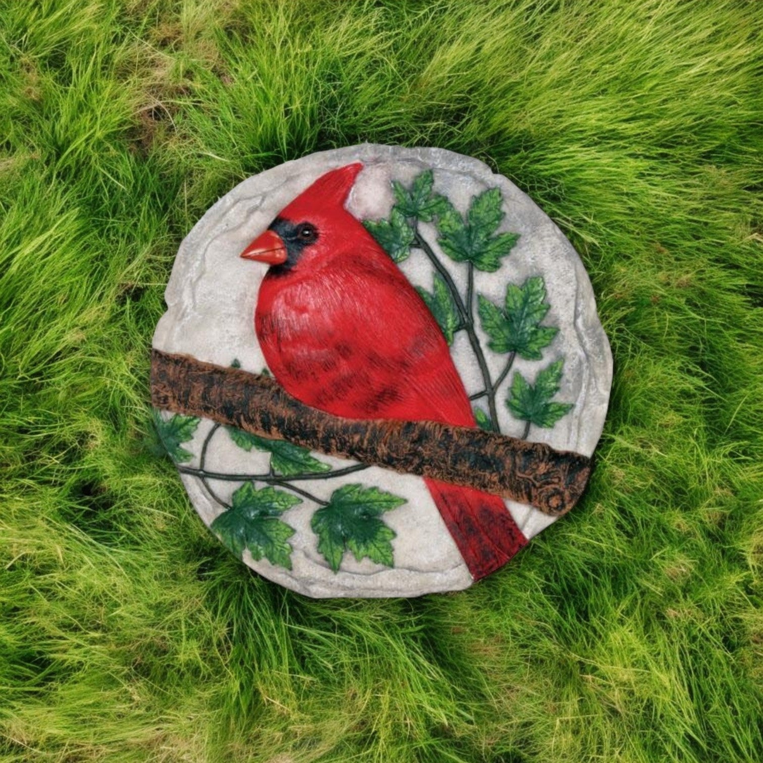 Cardinal on Branch - Stepping Stone and Wall Plaque – Mellow Monkey