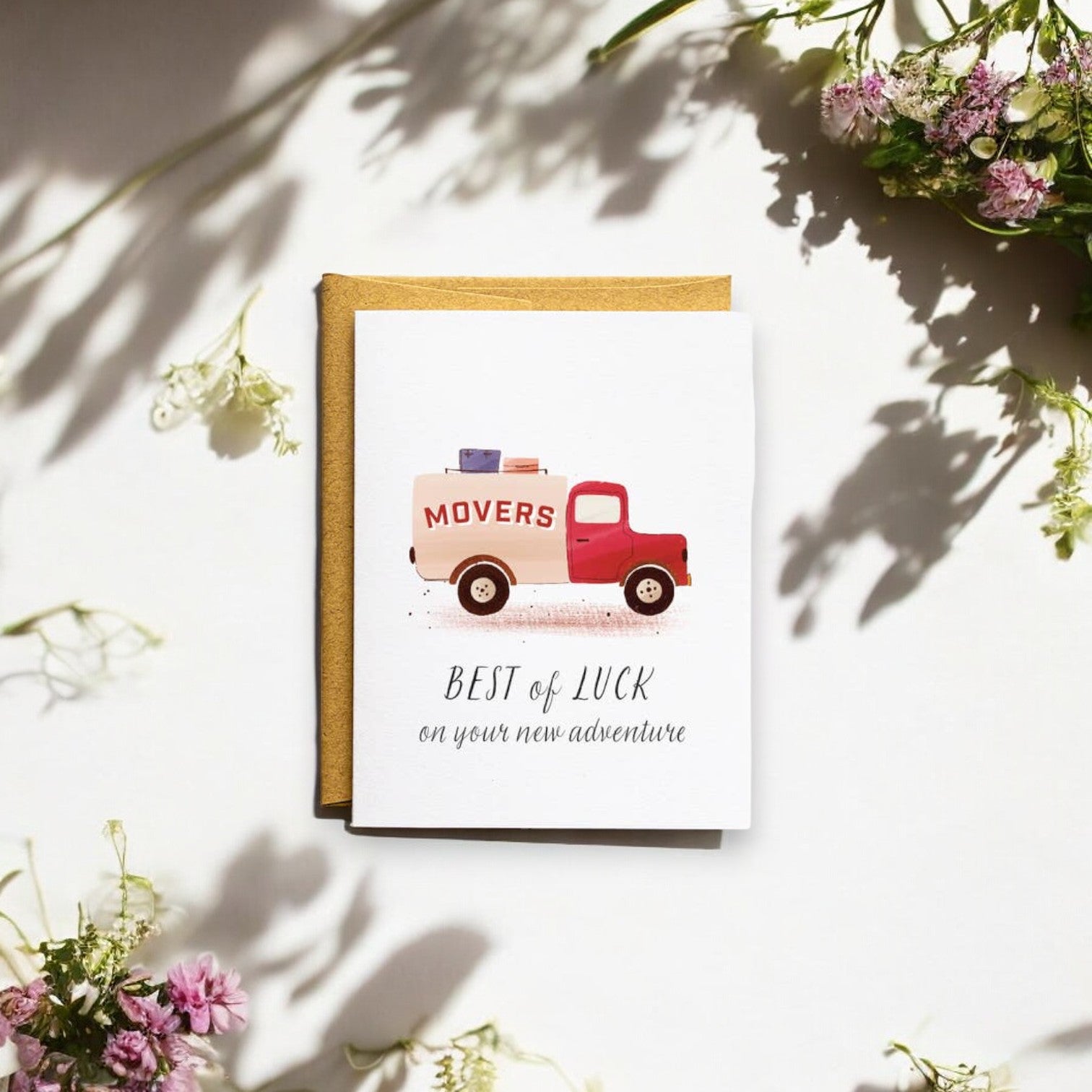 "Best of Luck On Your New Adventure"- Moving Greeting Card – Mellow Monkey