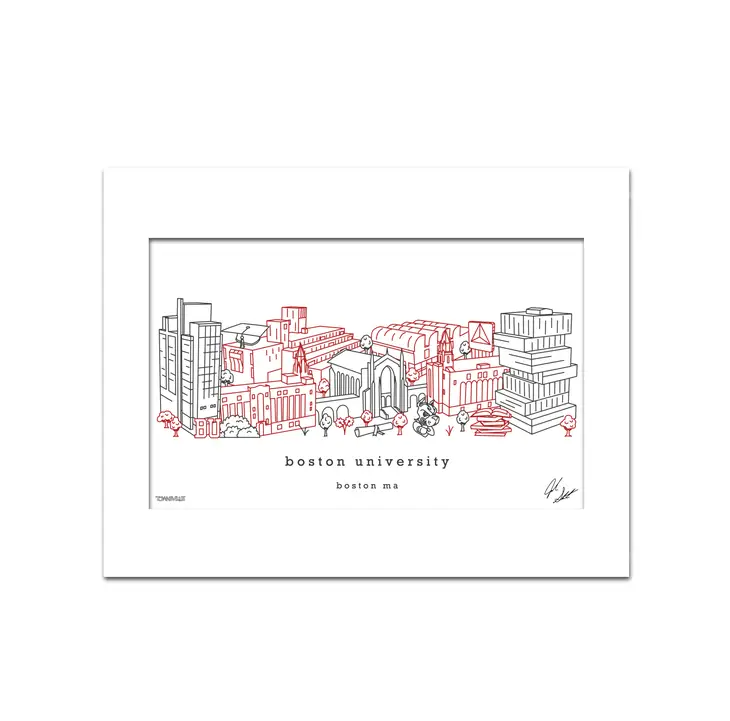 Boston University (Massachusetts) Minimalist Art Print - 8x10-in ...