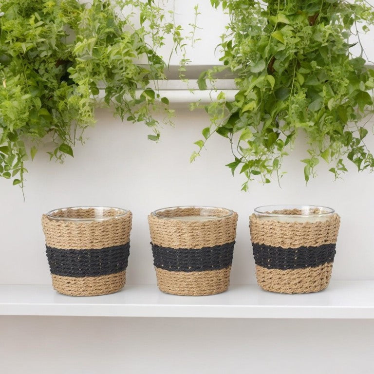 Soy Candle in Striped Wicker Sleeve - 26-oz. – Mellow Monkey