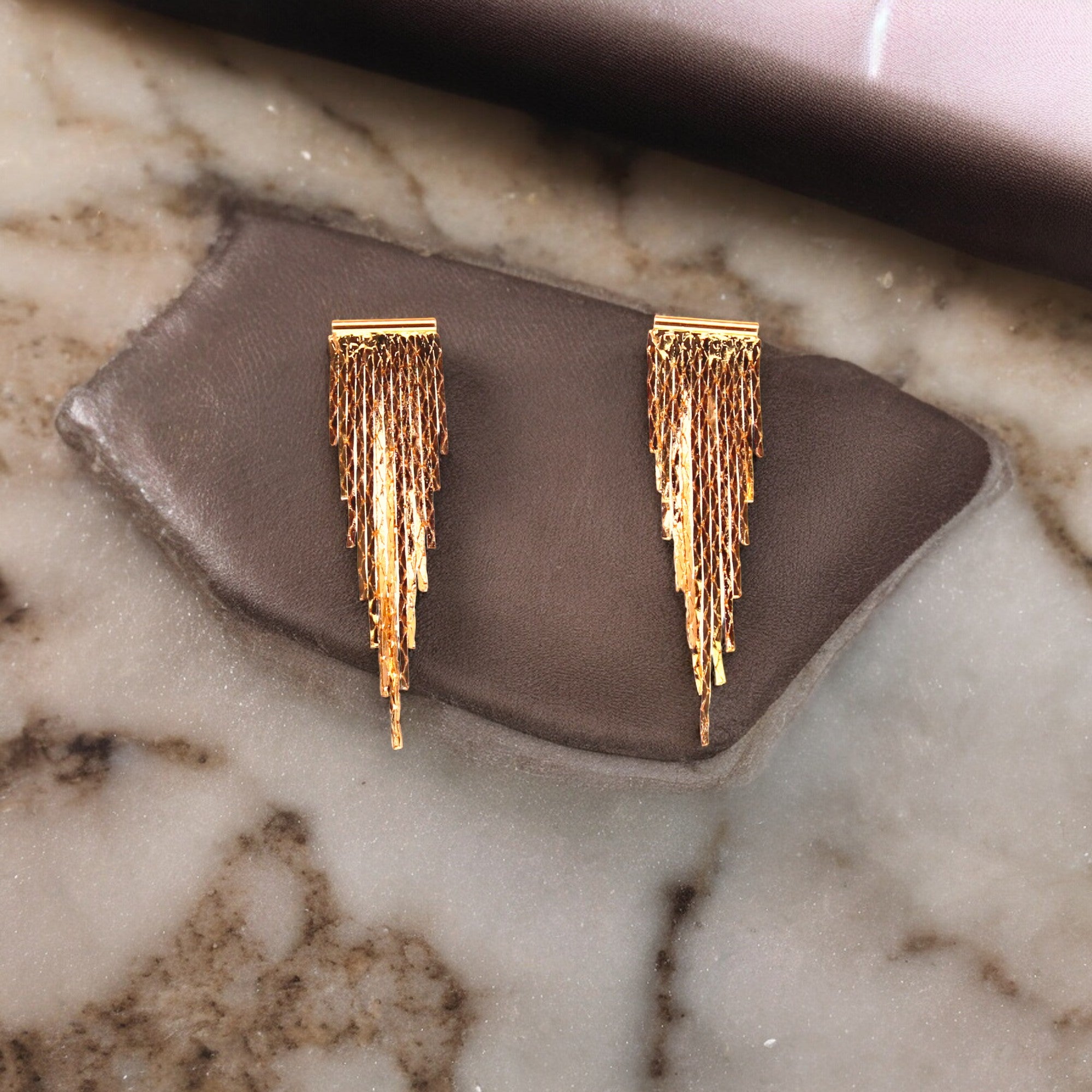 Elegant Gold Mini Waterfall Graduated Chain Post Earring, 1 1/2 ...