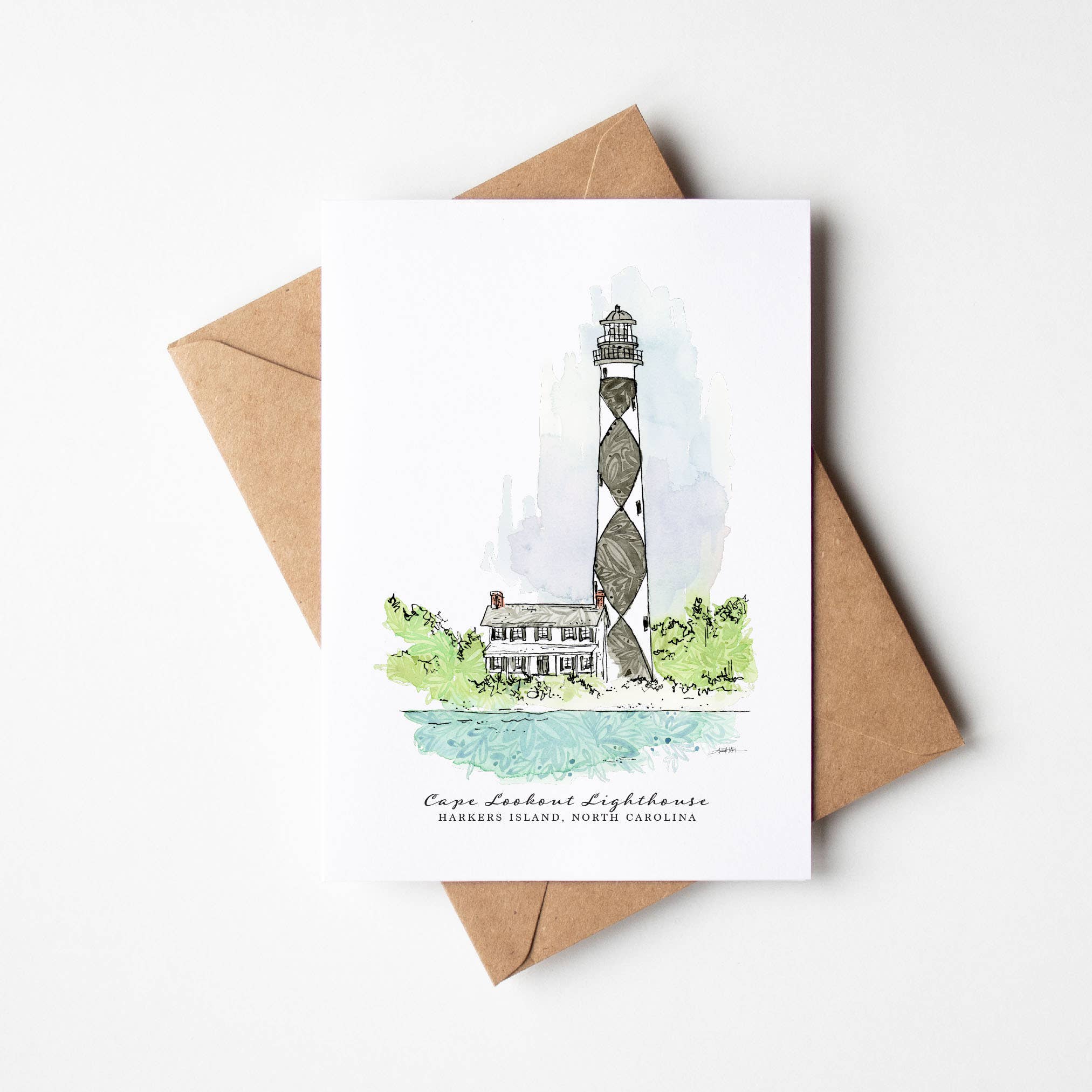 Cape Lookout Lighthouse Single Notecard-NC Coast Collection – Mellow Monkey