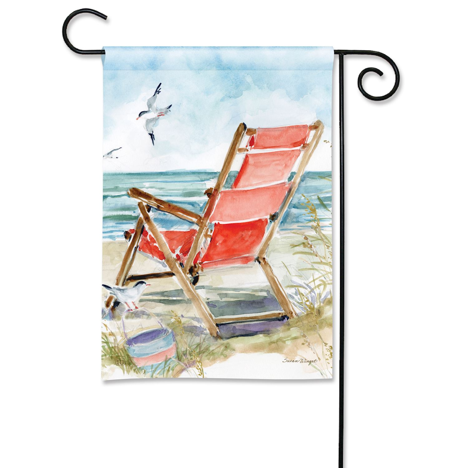 Red Beach Chair Premium Grade Garden Flag - 12-1/2 x 18-in From Studio ...