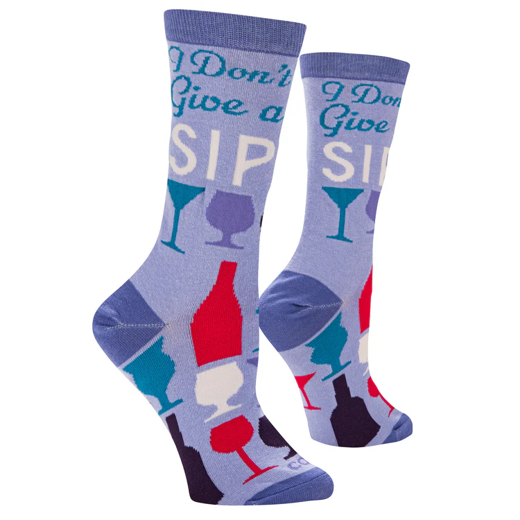 Don't Give A Sip - Women's Crew Socks – Mellow Monkey