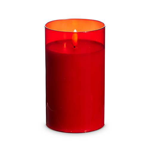 Red Glass Ivory LED Candle - 3.5 x 6 inches – Mellow Monkey
