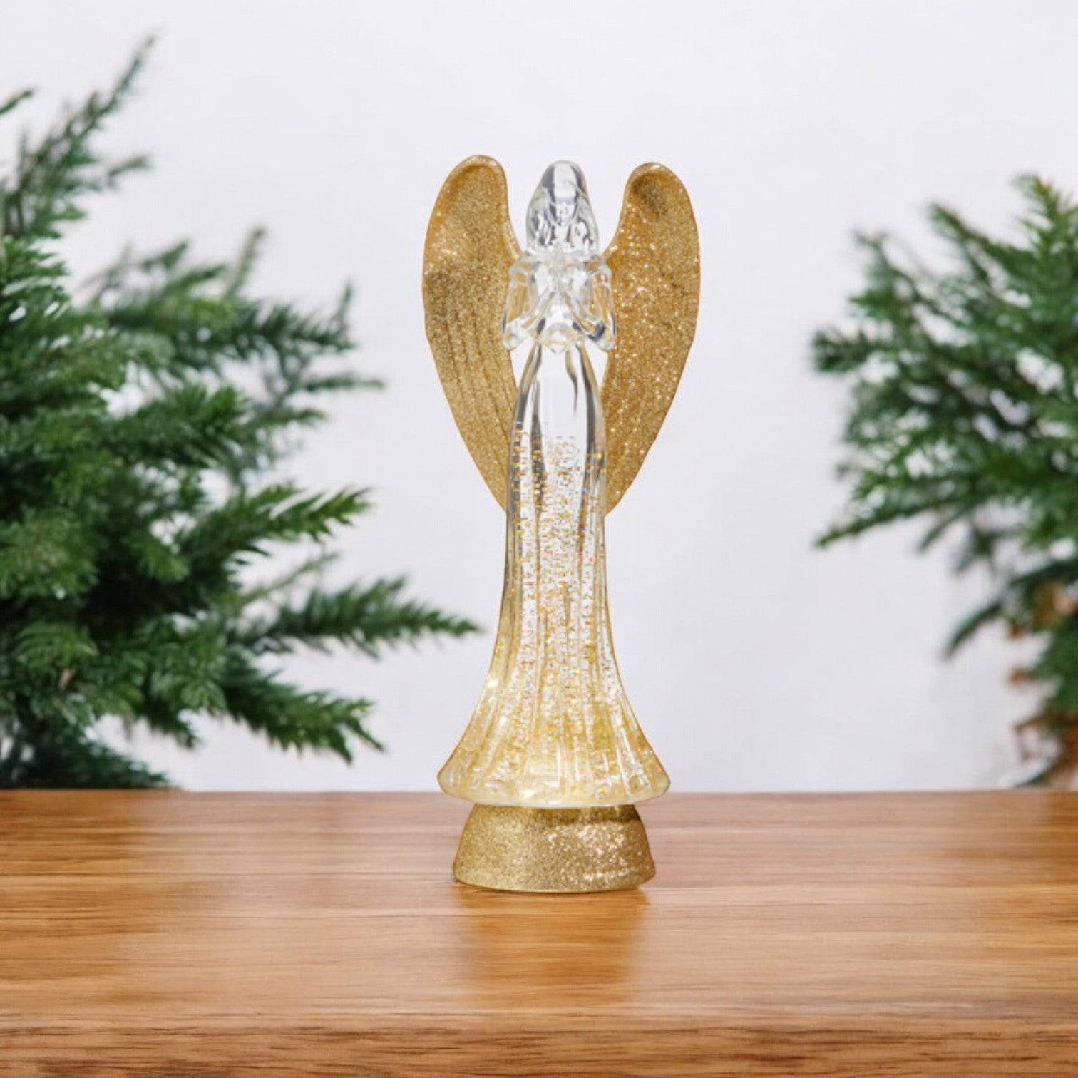 Lighted Angel with Gold Swirling Glitter Water Lantern - 13-1/4-in ...