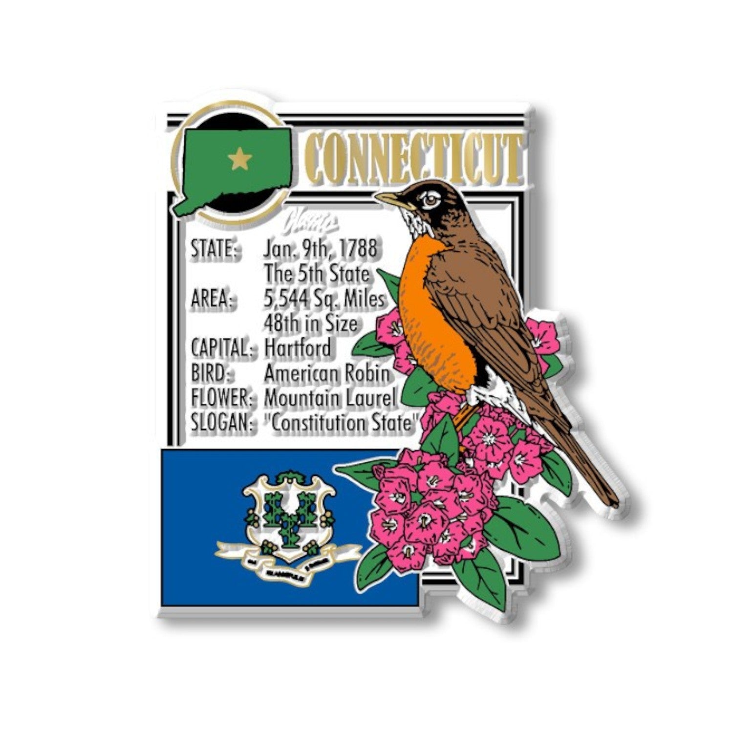 Connecticut State Montage Magnet - 3-in – Mellow Monkey