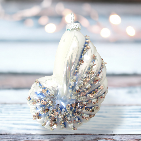 Sequined Conch Shell - December Diamonds Holiday Ornament – Mellow Monkey