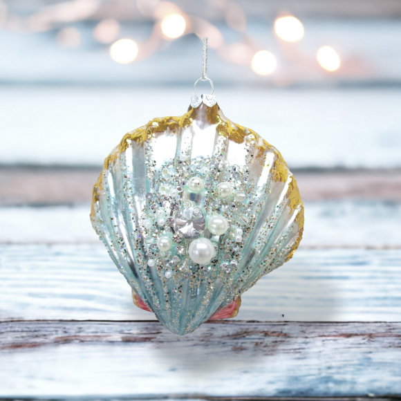 Jeweled Pastel Scallop Shell - December Diamonds Holiday Ornament ...