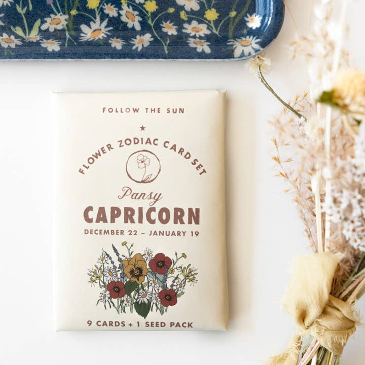 Capricorn - Flower Zodiac Card Set – Mellow Monkey