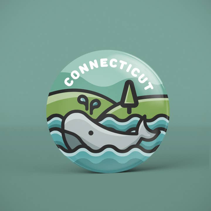Connecticut - Pin Back Button - 1-1/2-in – Mellow Monkey