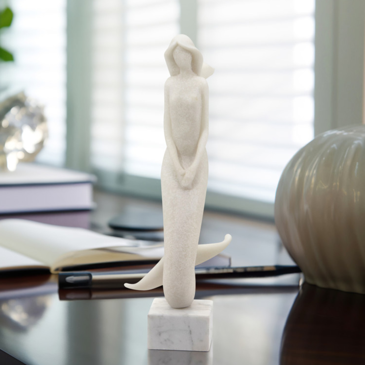 Caspian Mermaid Statuary - White - 14-in – Mellow Monkey