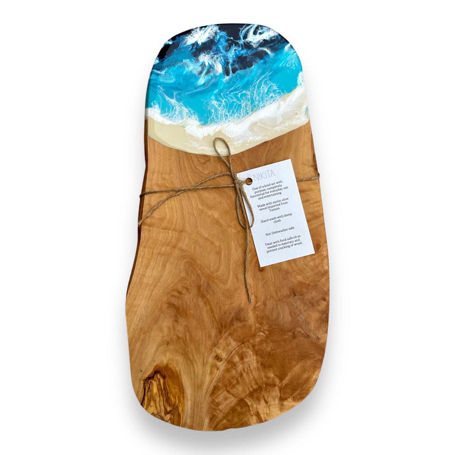 Ocean - Shoreline Olive Wood Bar Board - 14-in - A – Mellow Monkey