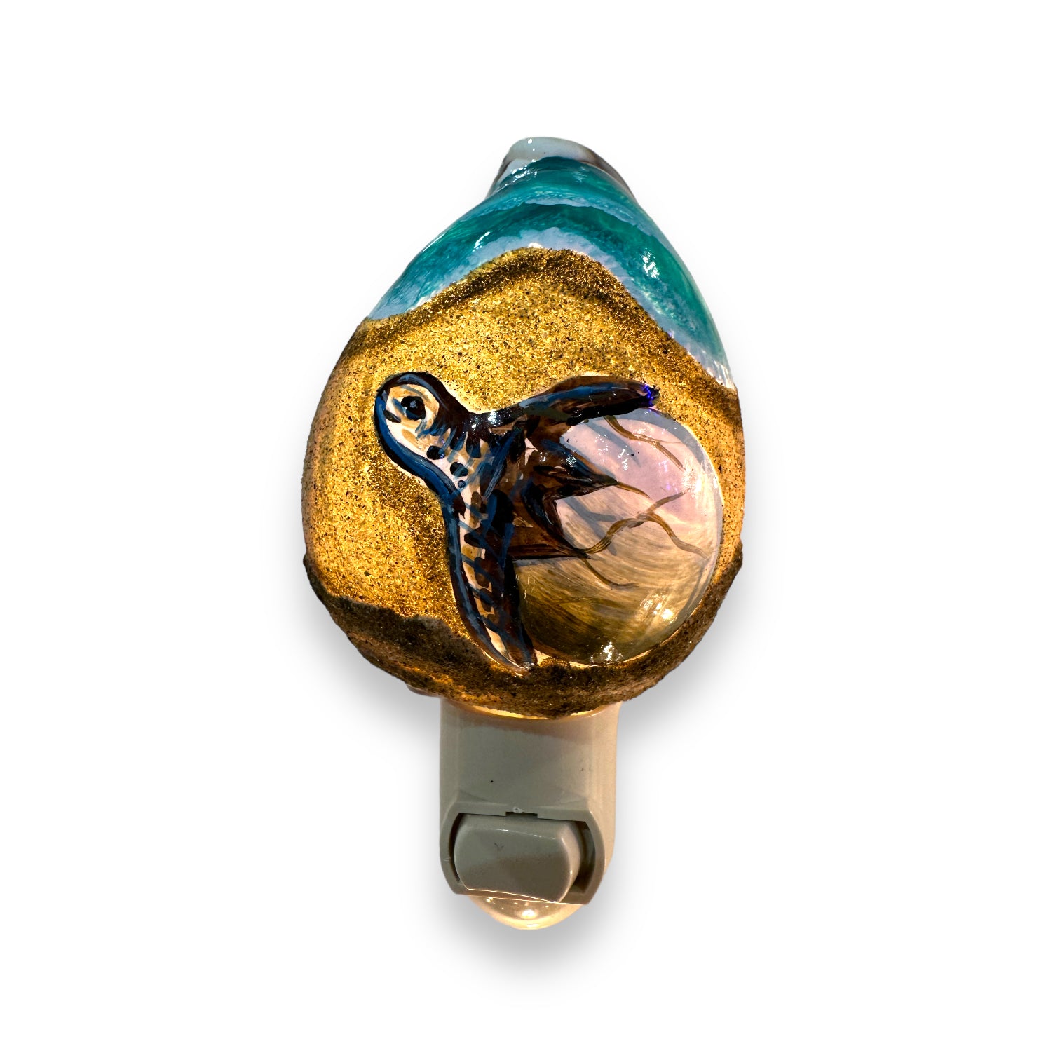 Sea Turtle Hatchling - Cowrie Shell Painted Night Light – Mellow Monkey