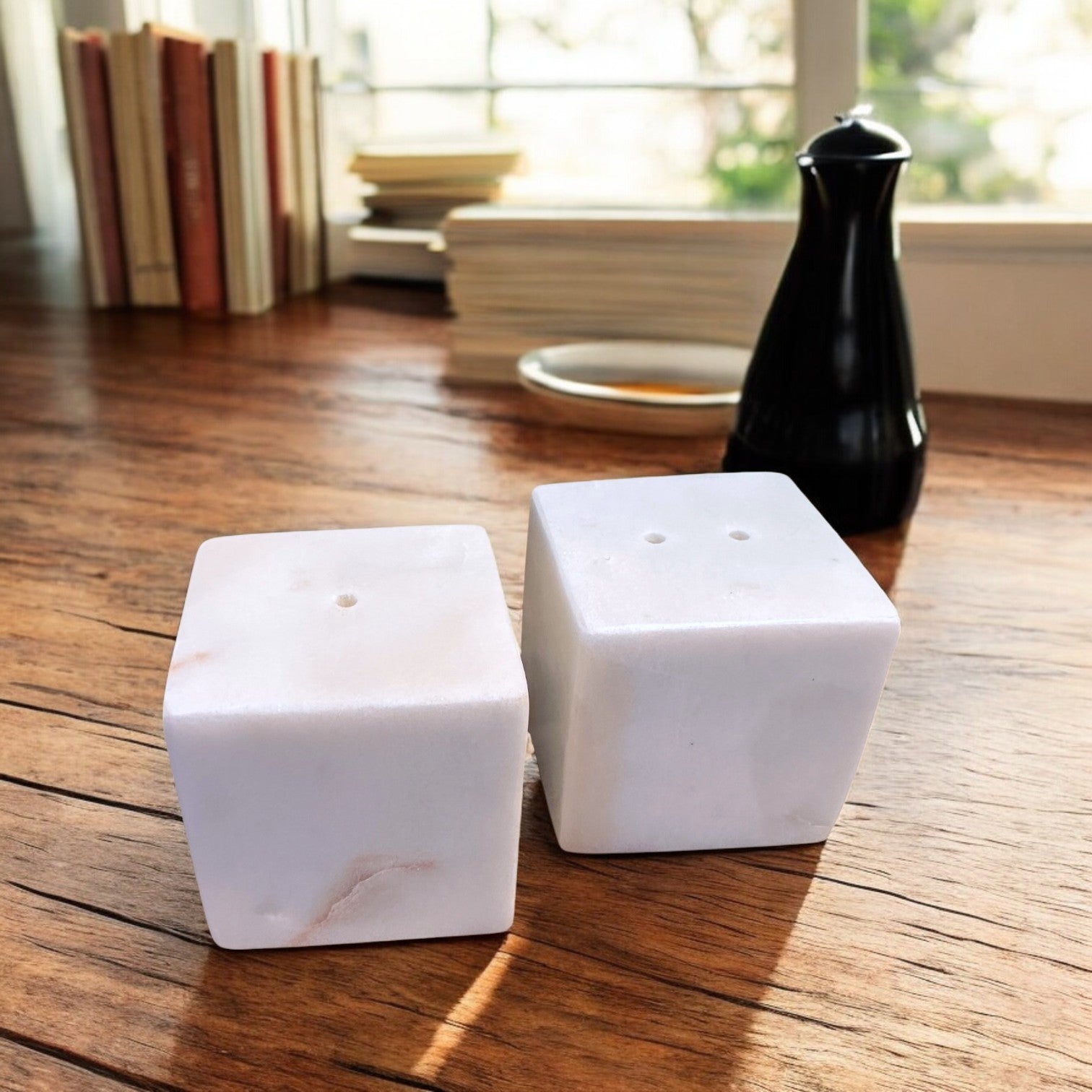 White Marble Cube Salt and Pepper Shaker Set – Mellow Monkey