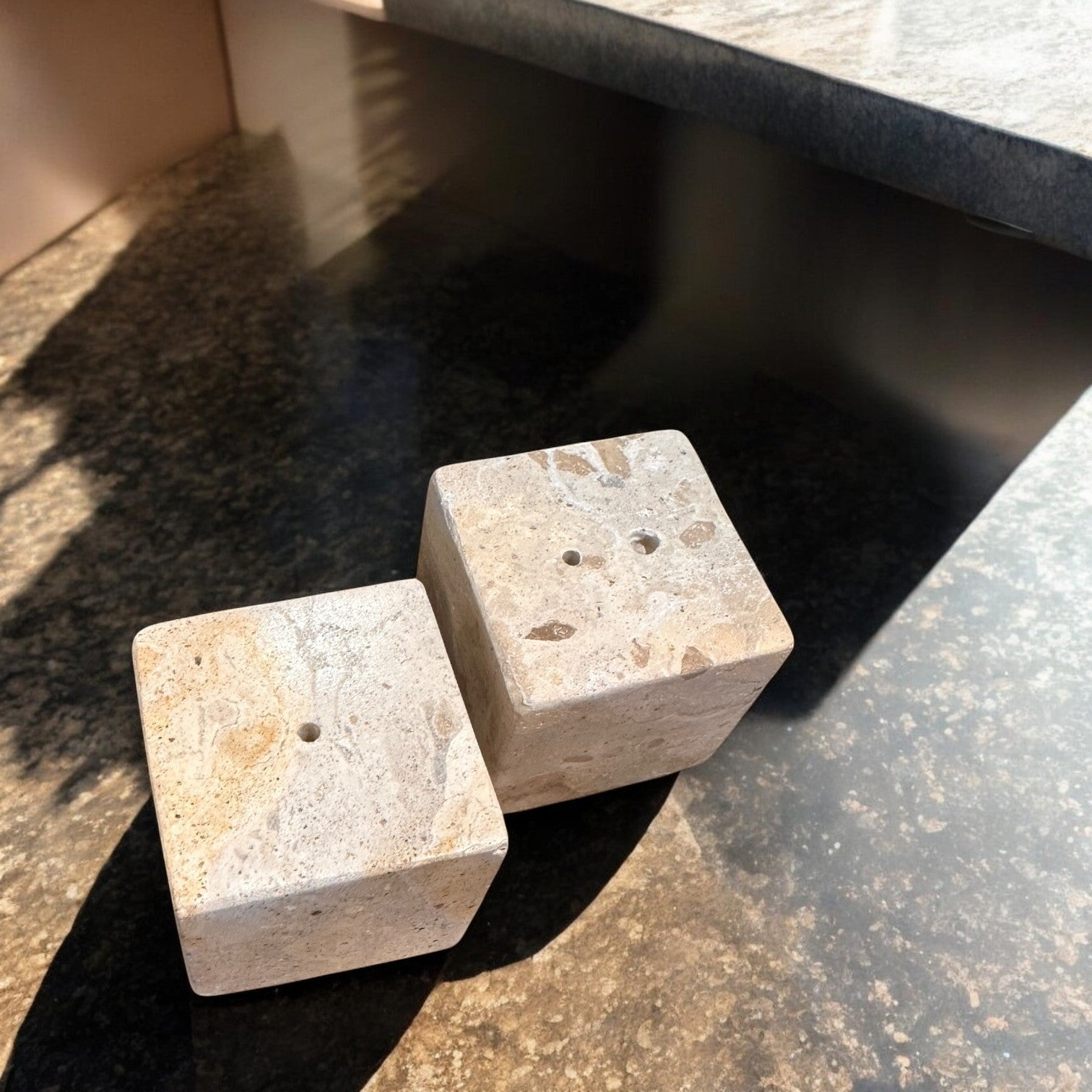 Taupe Marble Cube Salt and Pepper Shaker Set – Mellow Monkey