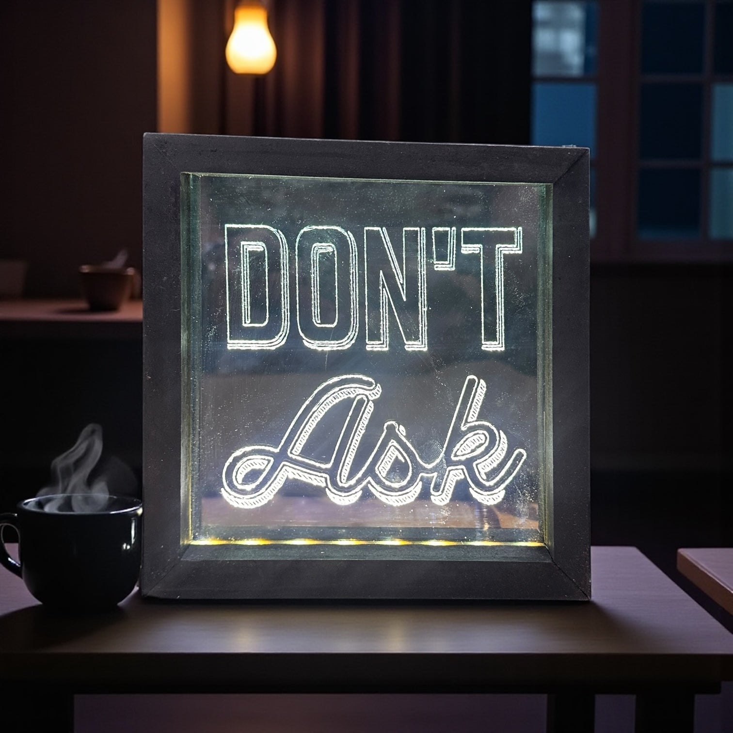 DON'T Ask - Wood Framed Lighted LED Sign - 6-in – Mellow Monkey