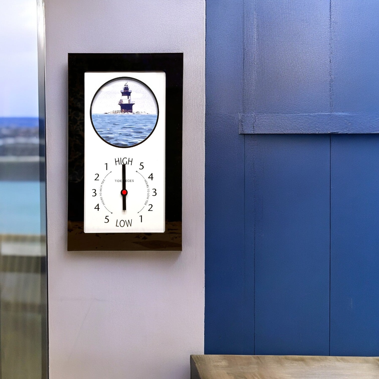 Tidepieces - Peck Ledge Light Norwalk Tide Clock - Black Flat Panel ...