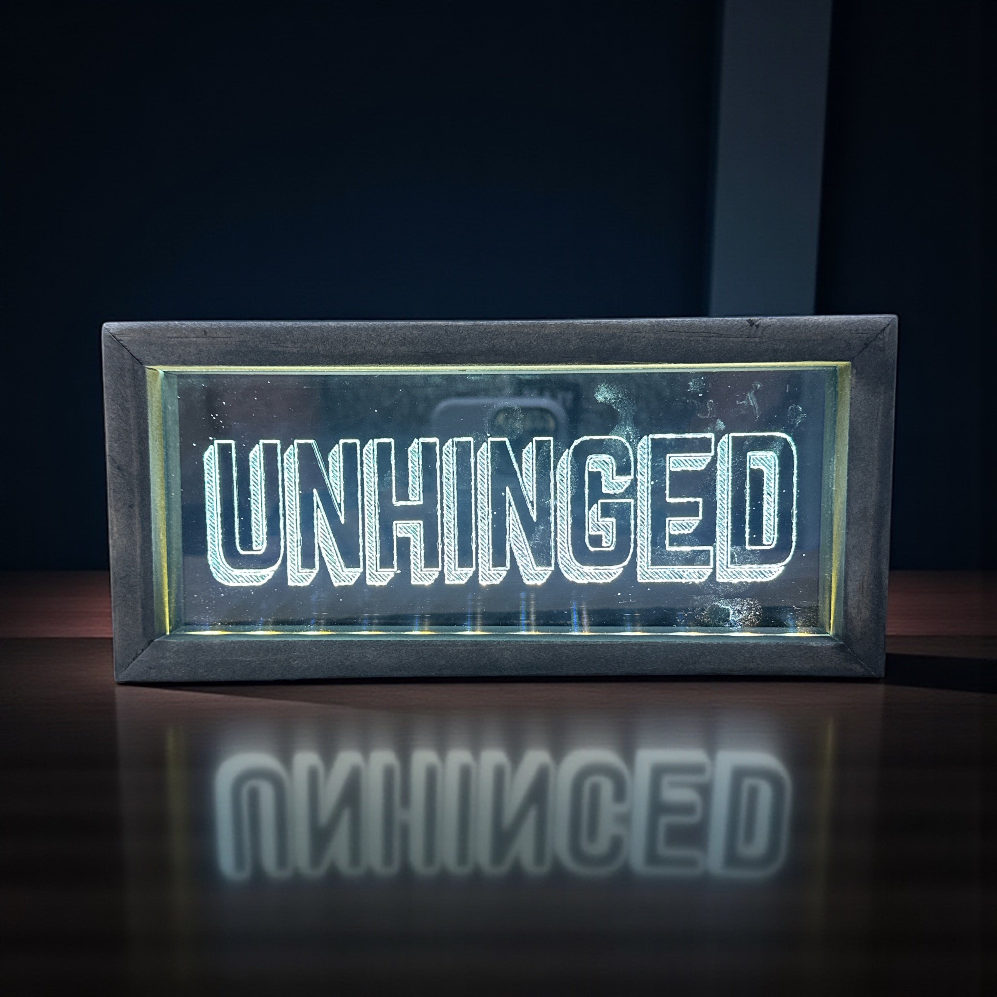 UNHINGED - Wood Framed Lighted LED Sign - 9-in – Mellow Monkey