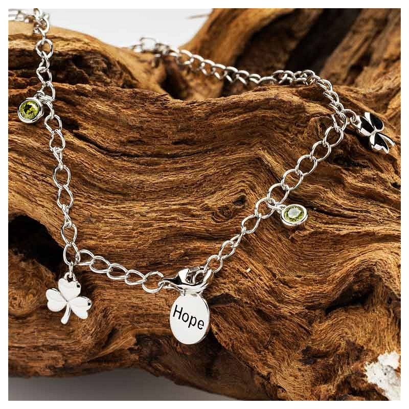 Peridot Shamrock Bracelet - Sterling Silver – Mellow Monkey