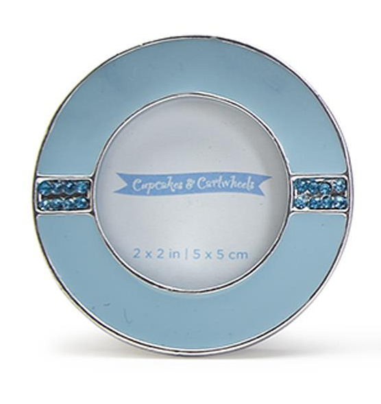 Blue Mini Enamel And Jewels Round Photo Frame 2x2-in – Mellow Monkey