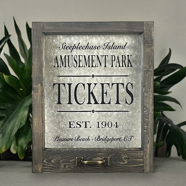 Steeplechase Island Amusement Park Framed Ticket Office Window - 18-in ...