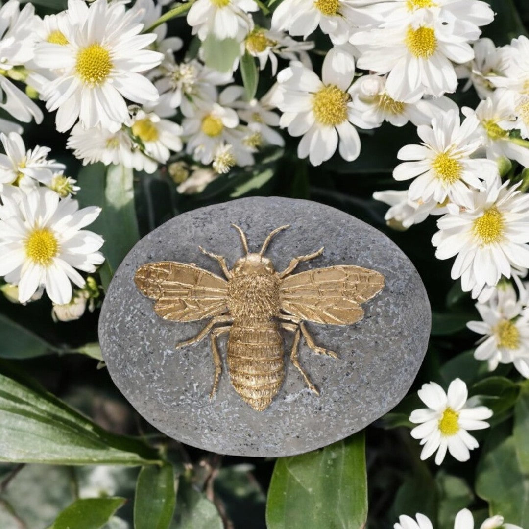 Garden Stone with Gold Bee - 3-in – Mellow Monkey