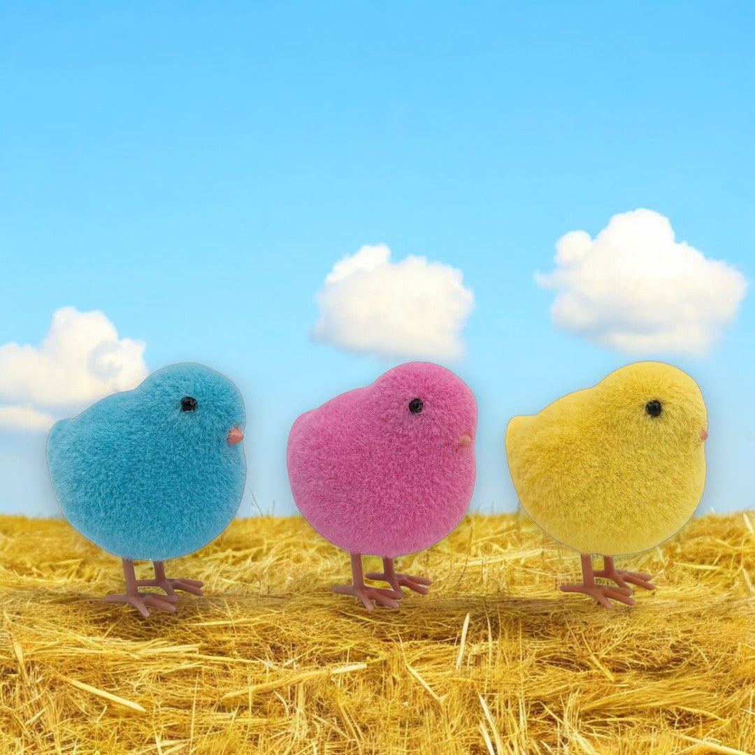 Colorful Flocked Chick - 2-1/2-in – Mellow Monkey