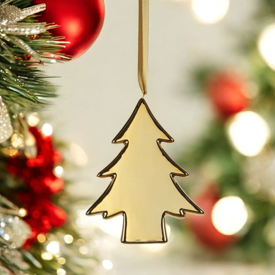 Gold Ceramic Tree Ornament - 4-1/4-in – Mellow Monkey