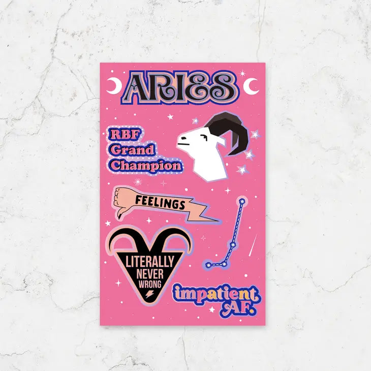 Aries Sticker Sheet – Mellow Monkey
