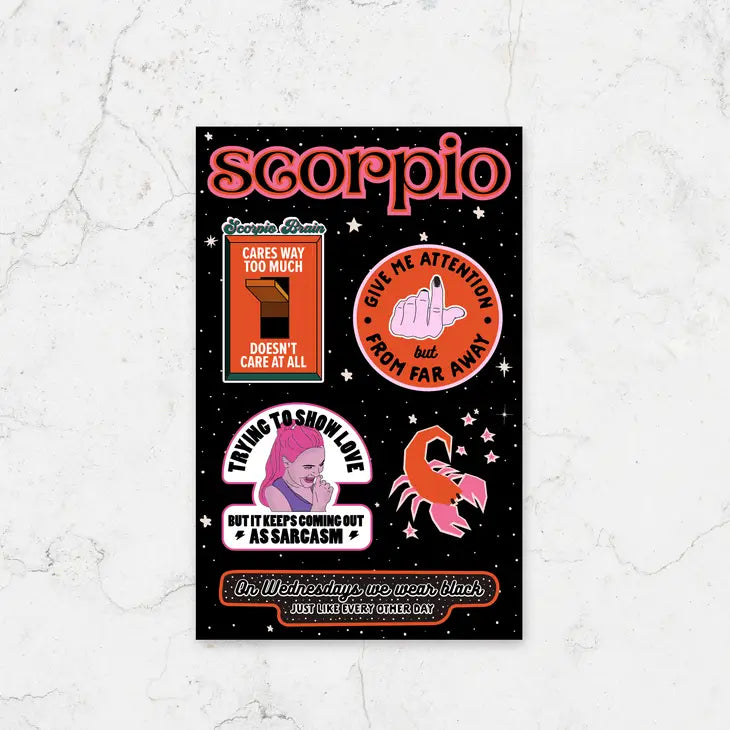 Scorpio Sticker Sheet – Mellow Monkey