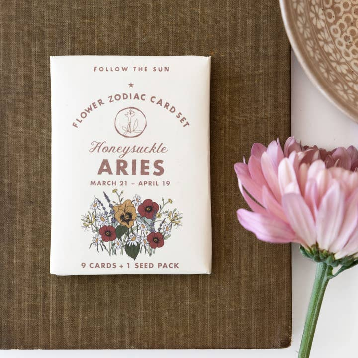 Aries - Flower Zodiac Card Set – Mellow Monkey
