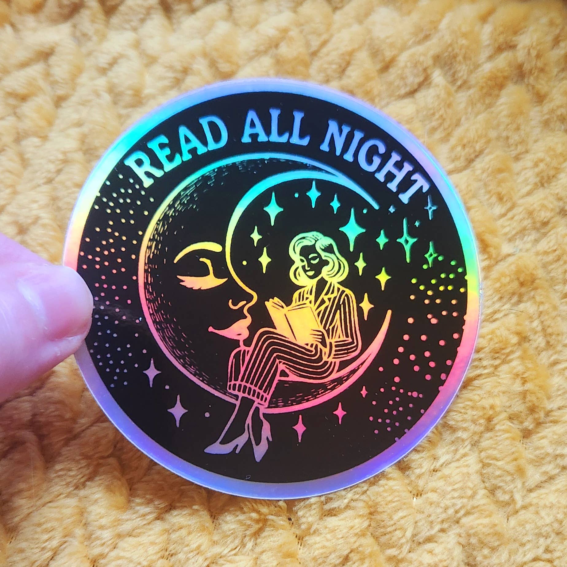 Read All Night Holographic Vinyl Decal - 3-in. – Mellow Monkey