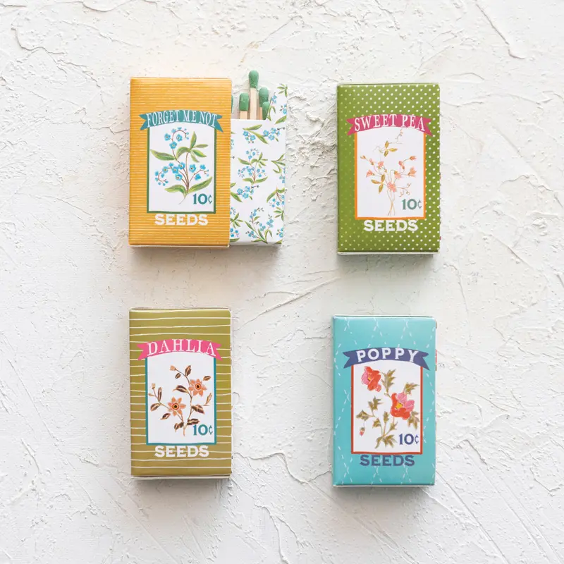 Flower Seeds Matchbox with Safety Matches – Mellow Monkey