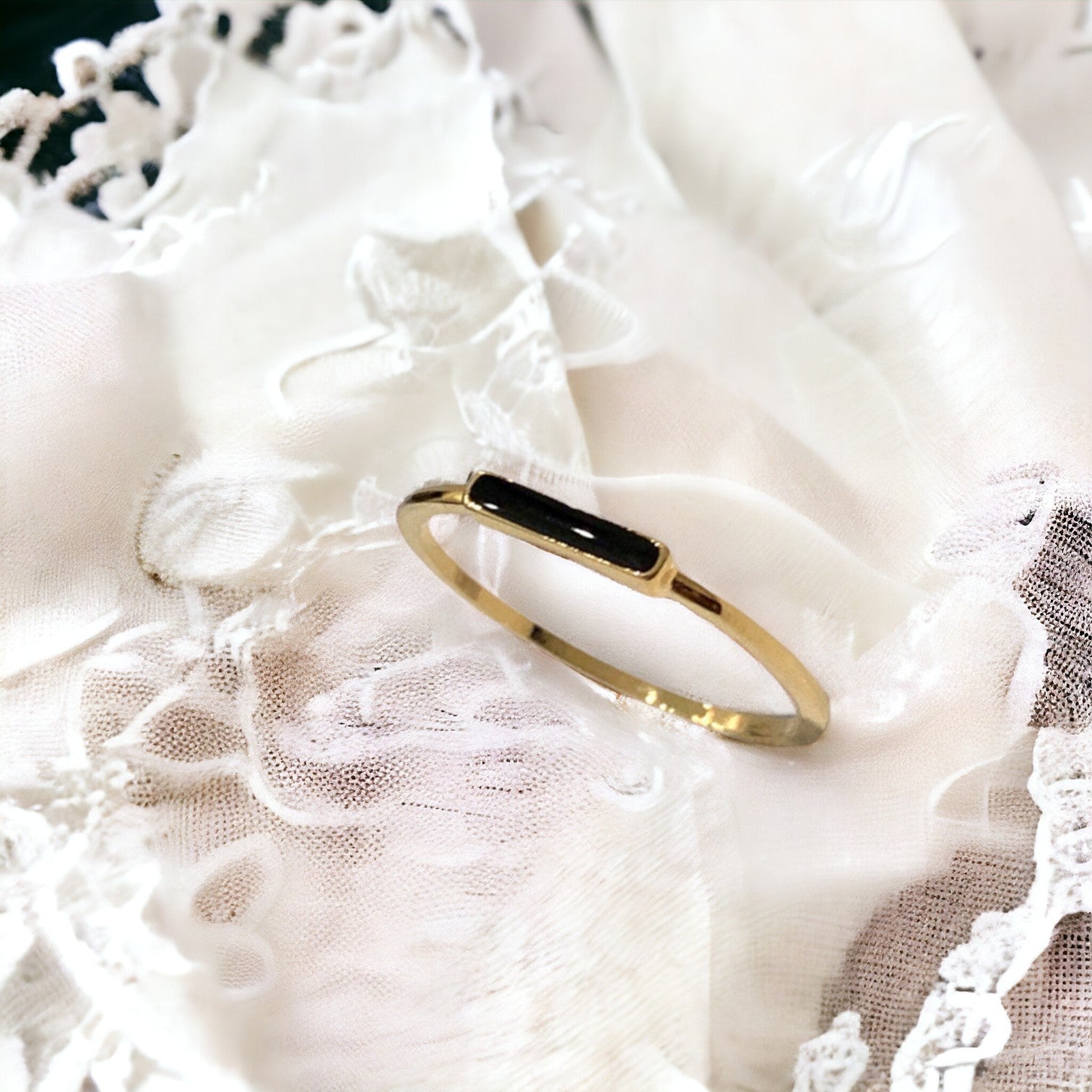 Piper Contemporary Ring with Enamel Accent – Mellow Monkey