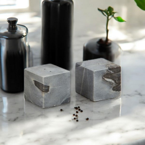 Grey Marble Cube Salt and Pepper Shaker Set – Mellow Monkey