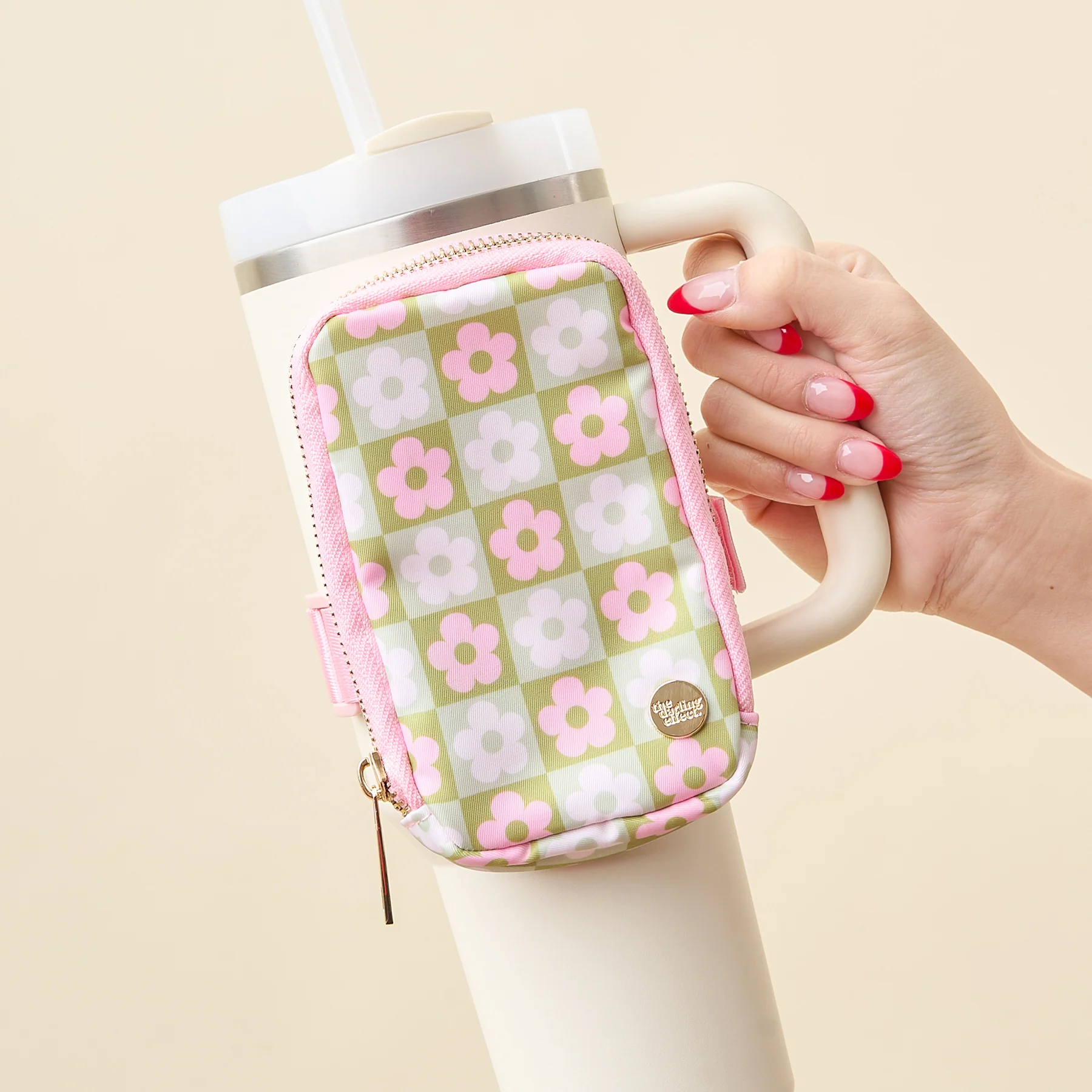 Green Flower Checkers - Tumbler Fanny Pack – Mellow Monkey