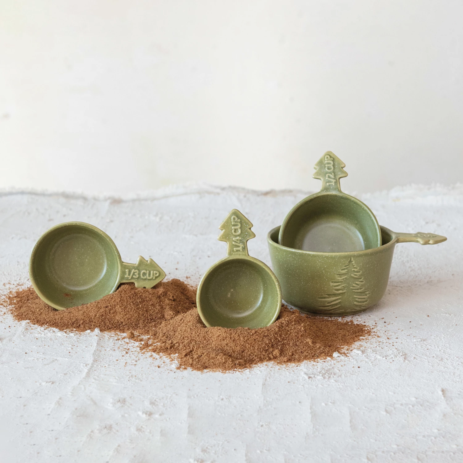 Stoneware Pine Tree Embossed Measuring Cups - Set of 4 – Mellow Monkey
