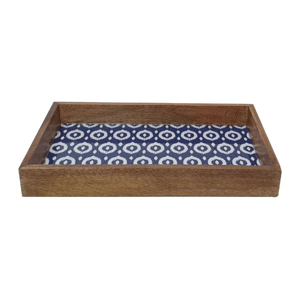 Mango Wood Ikat Enamel Rectangular Tray - 16-in x 10-in – Mellow Monkey
