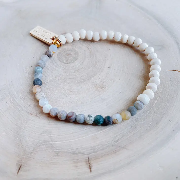 Bamboo Agate Wood and Gemstone Bracelet – Mellow Monkey