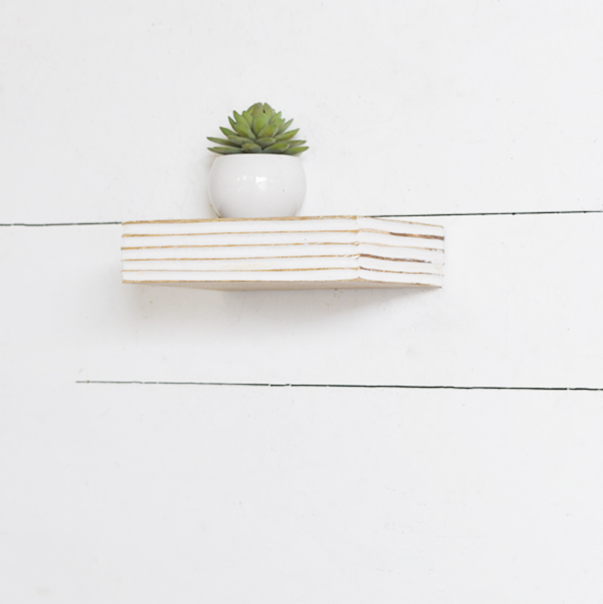 Floating Shelf - Horizontal White Stripe - 8-in – Mellow Monkey