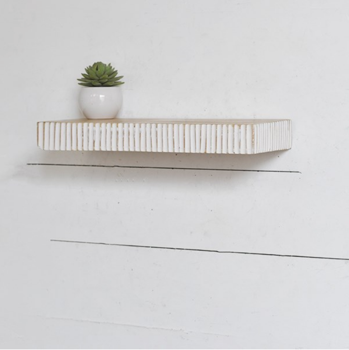 Floating Shelf - Vertical White Stripe - 16-in – Mellow Monkey