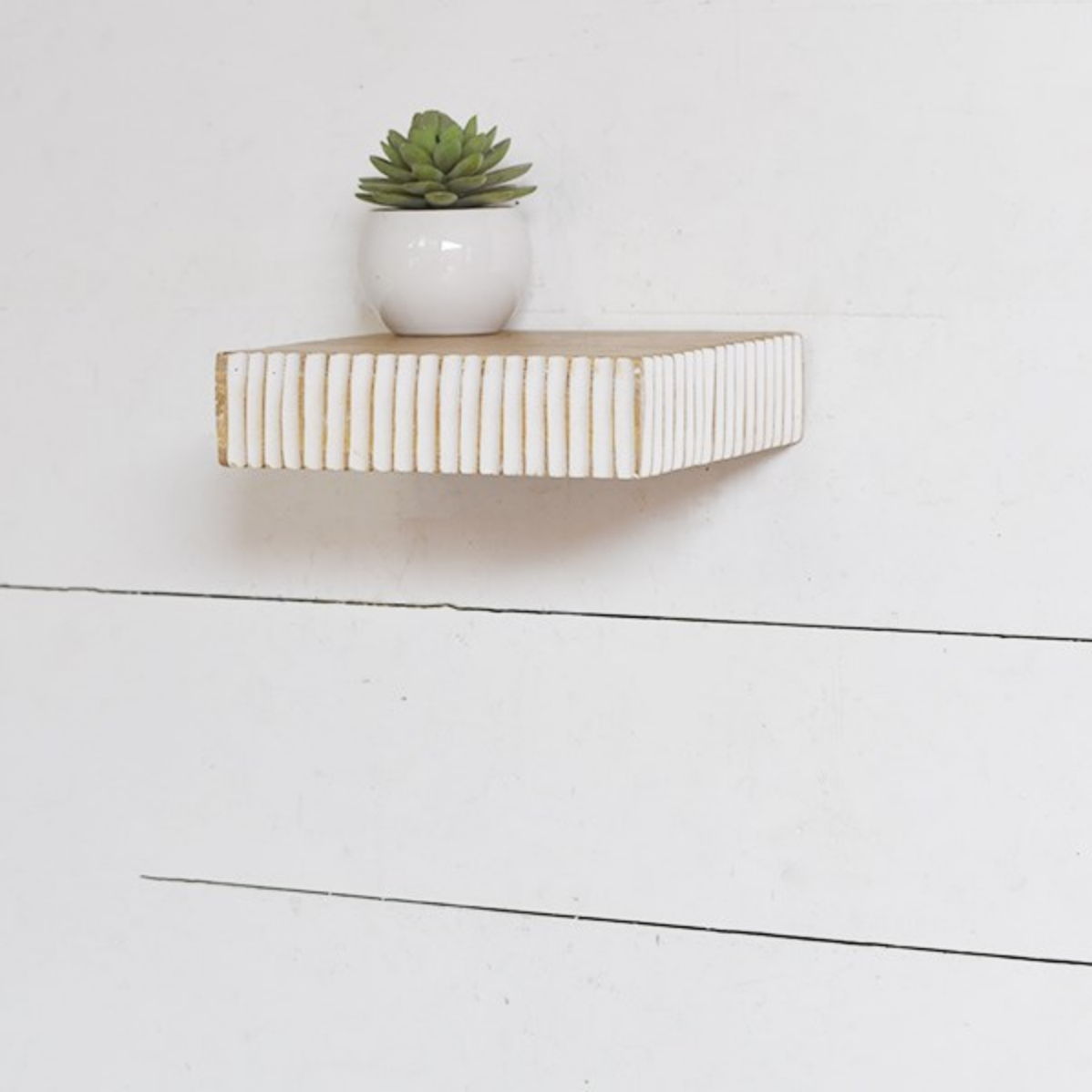 Floating Shelf - Vertical White Stripe - 8-in – Mellow Monkey