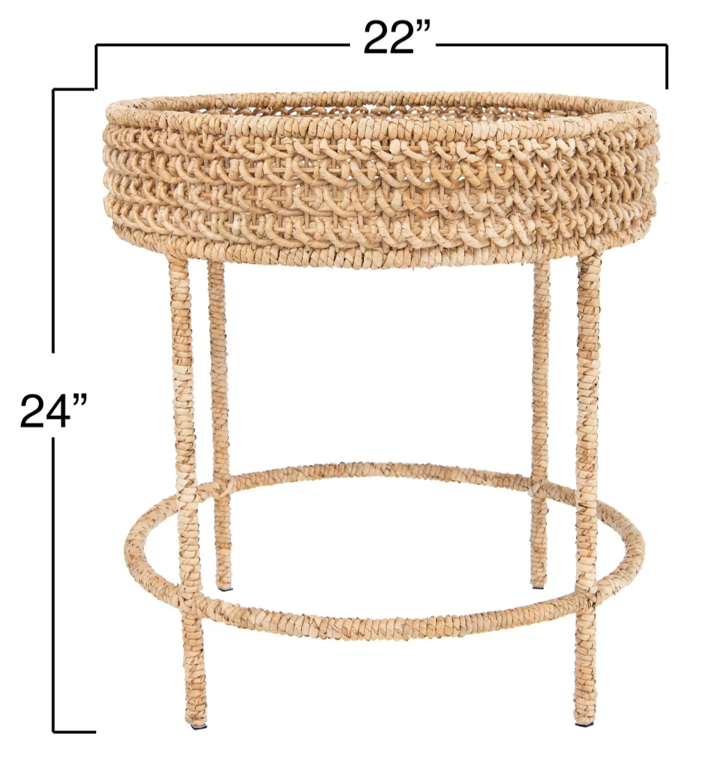 24"H Woven Water Hyacinth and Rattan Table – Mellow Monkey